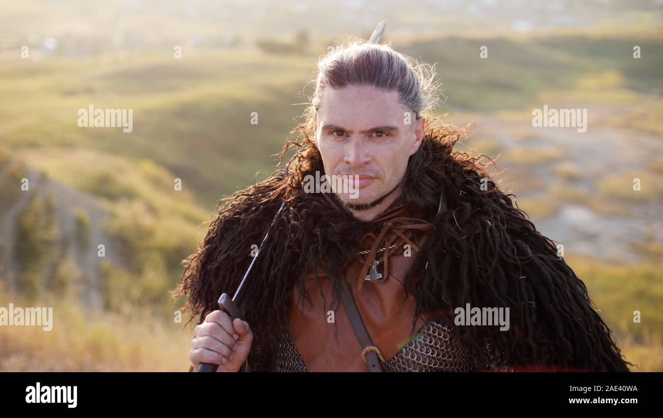 Portrait of Medieval Male Viking Warrior Stock Photo - Alamy