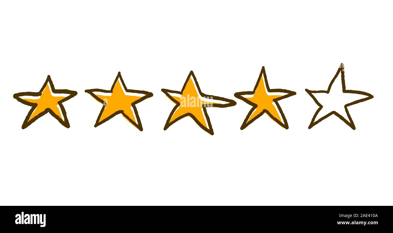 Four stars feedback rating. Vector illustartion in doodle style Stock ...