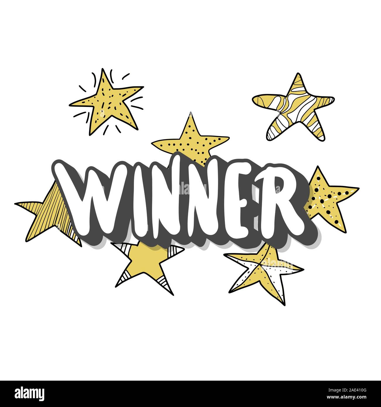 Winner text with stars shape. Vector illustration Stock Vector Image ...