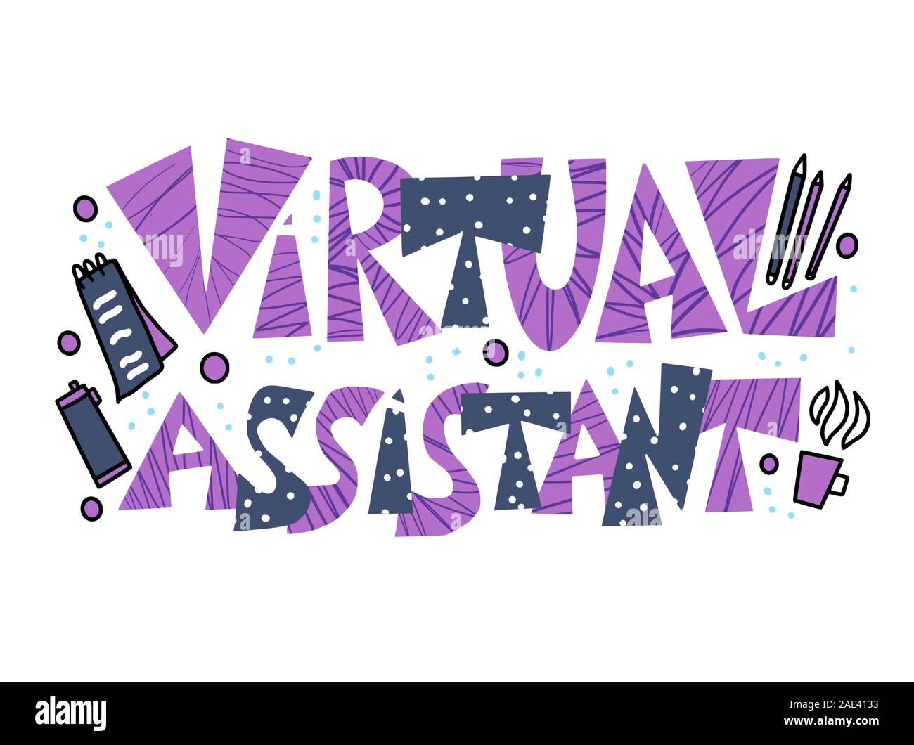 Virtual Assistant Text Isolated Hand Drawn Quote Vector Illustartion Stock Vector Image And Art