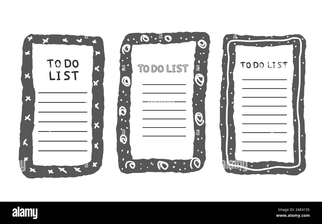 Set of to do list template. Hand drawn reminder blank with copy space ...