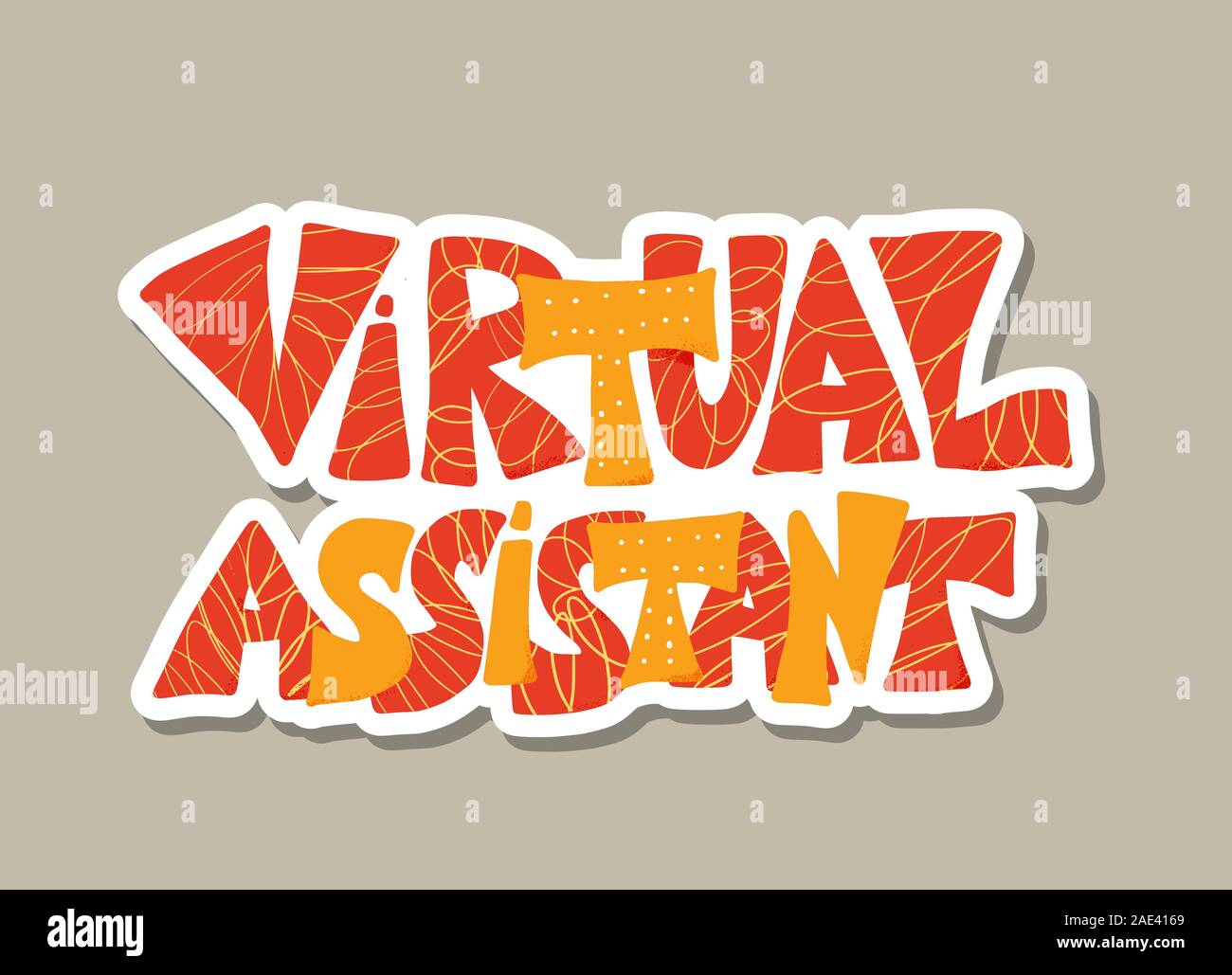 Virtual assistant sticker text isolated. Stylized phrase. Online help ...