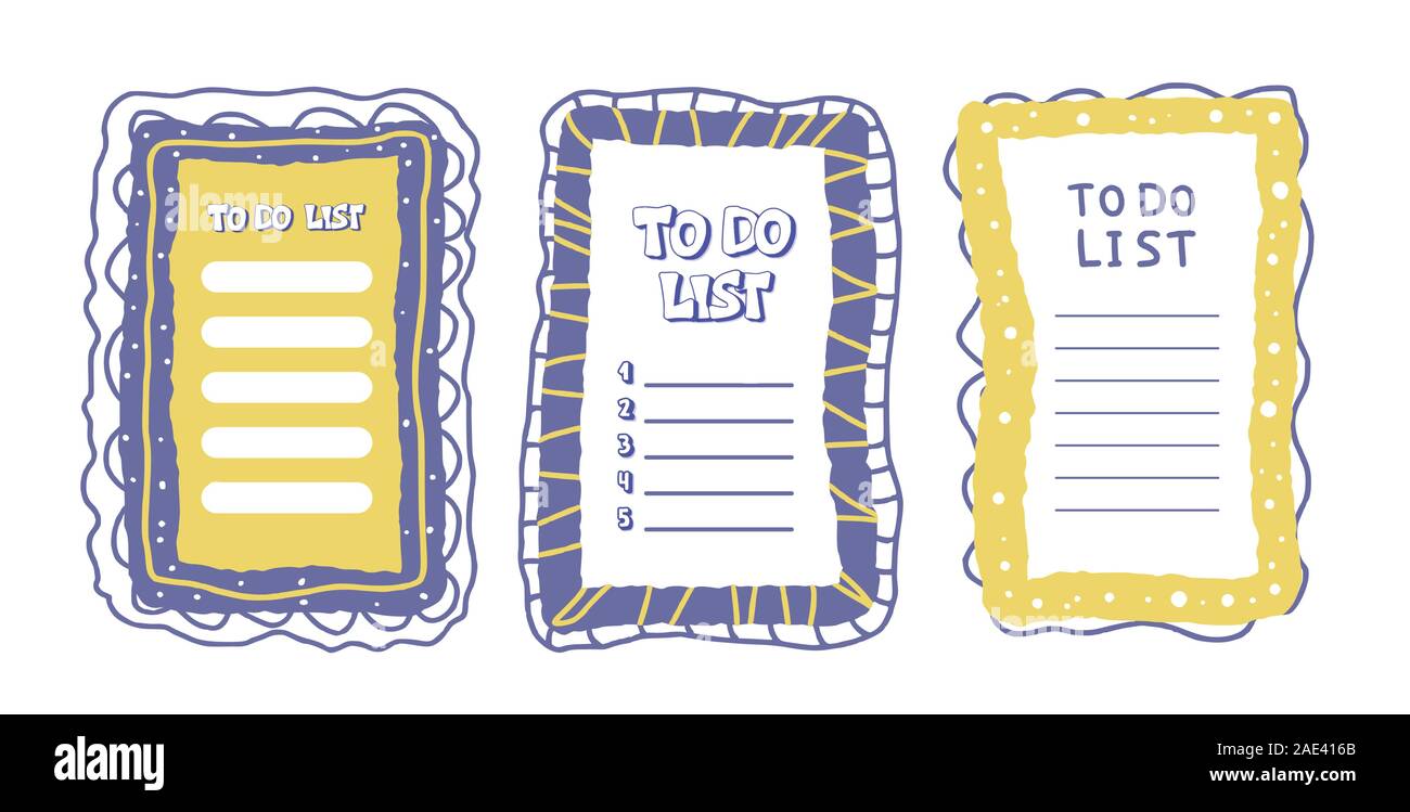 To do list templates set. Hand drawn reminder blanks collection with ...