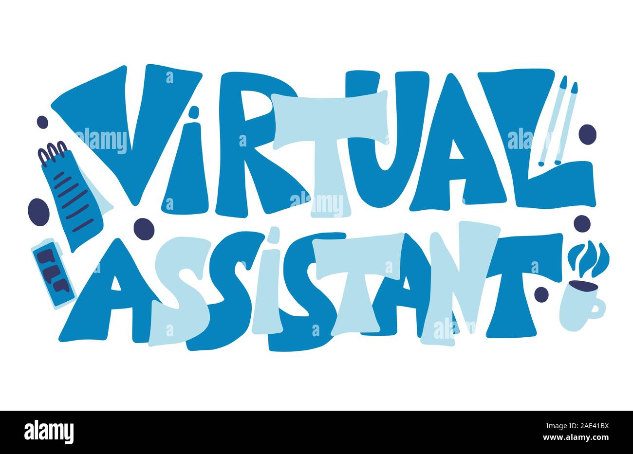 Virtual assistant text isolated. Hand drawn quote. Vector illustartion ...