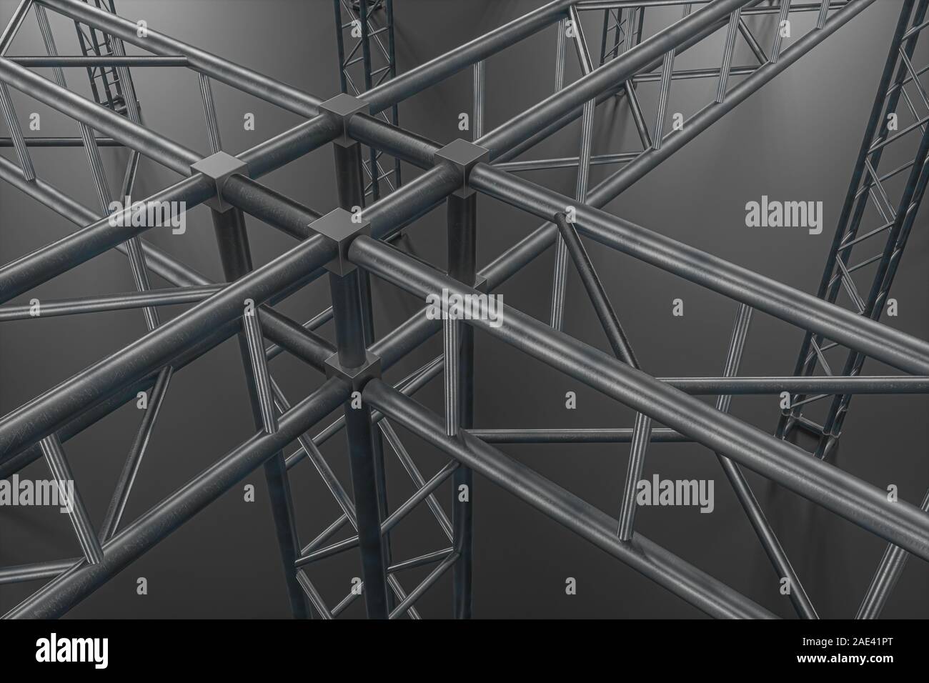 Steel reinforcement with dark background, 3d rendering. Computer ...