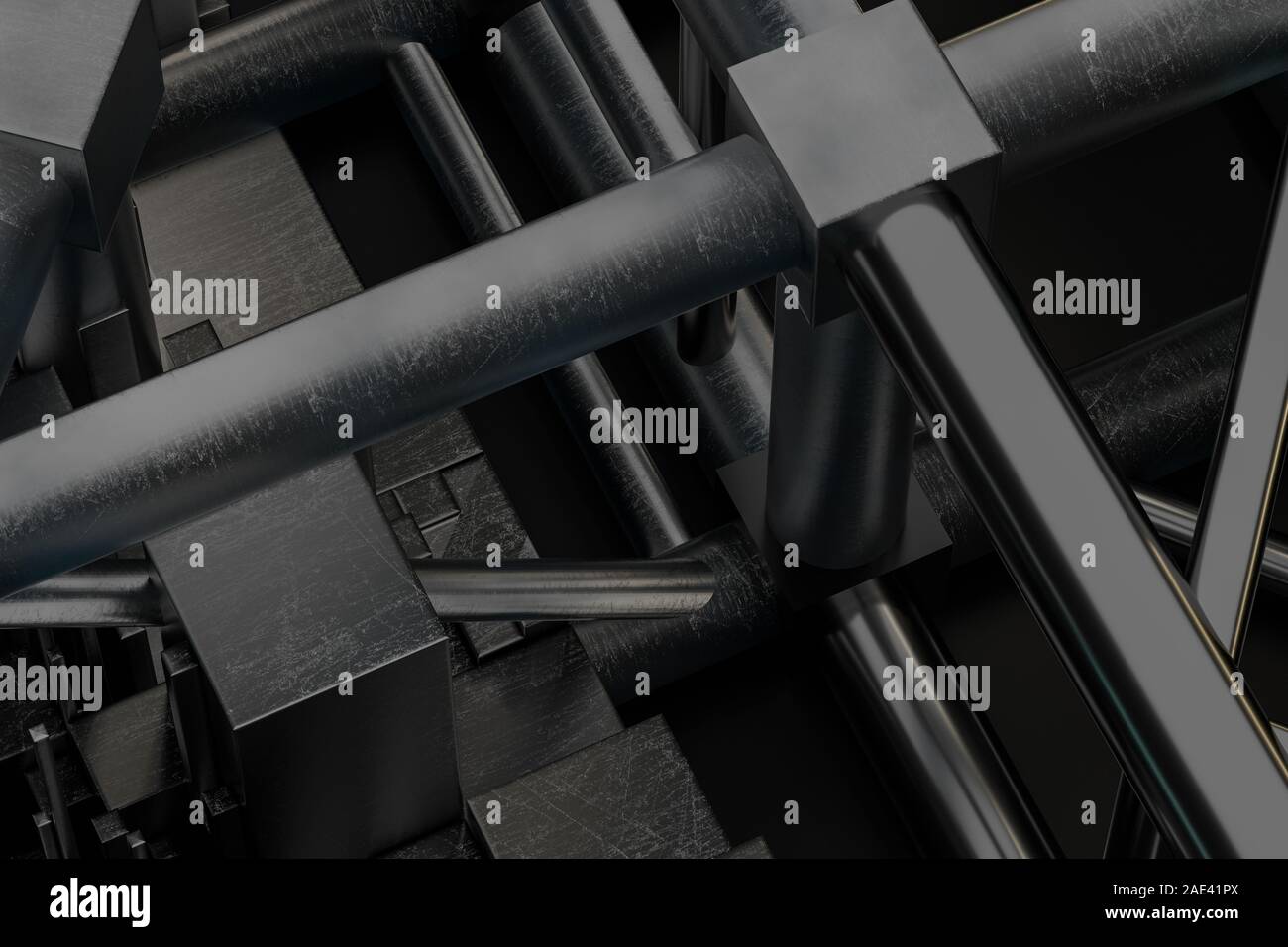 Steel reinforcement with dark background, 3d rendering. Computer ...