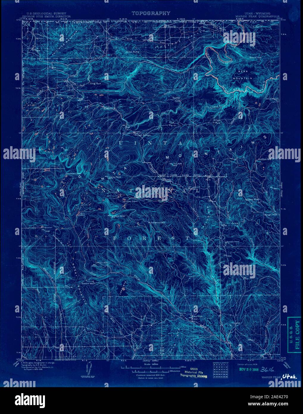 UT Marsh Peak 250487 1908 125000 Inverted Restoration Stock Photo - Alamy