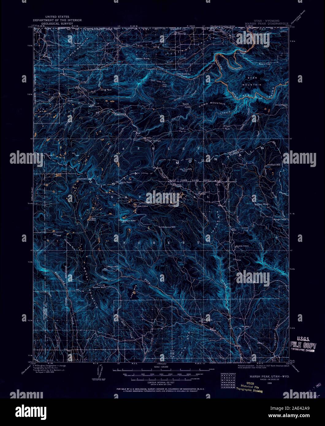 UT Marsh Peak 250485 1906 125000 Inverted Restoration Stock Photo - Alamy