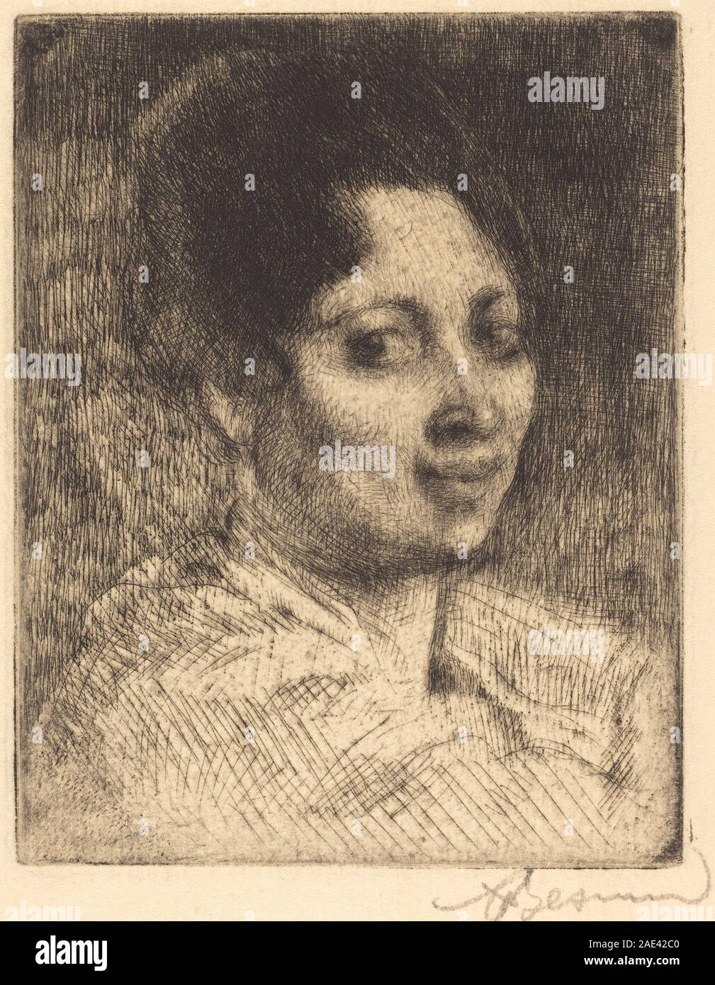 Portrait 'Peppina' by Albert Besnard, 1919, depicting a young female ...