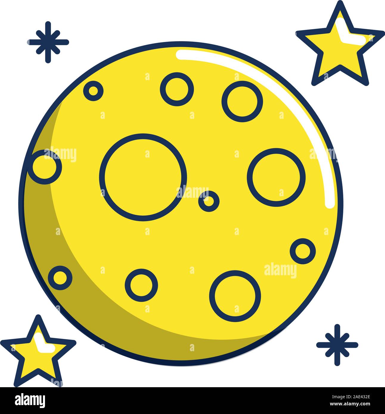 astrology moon line and fill image vector illustration Stock Vector ...