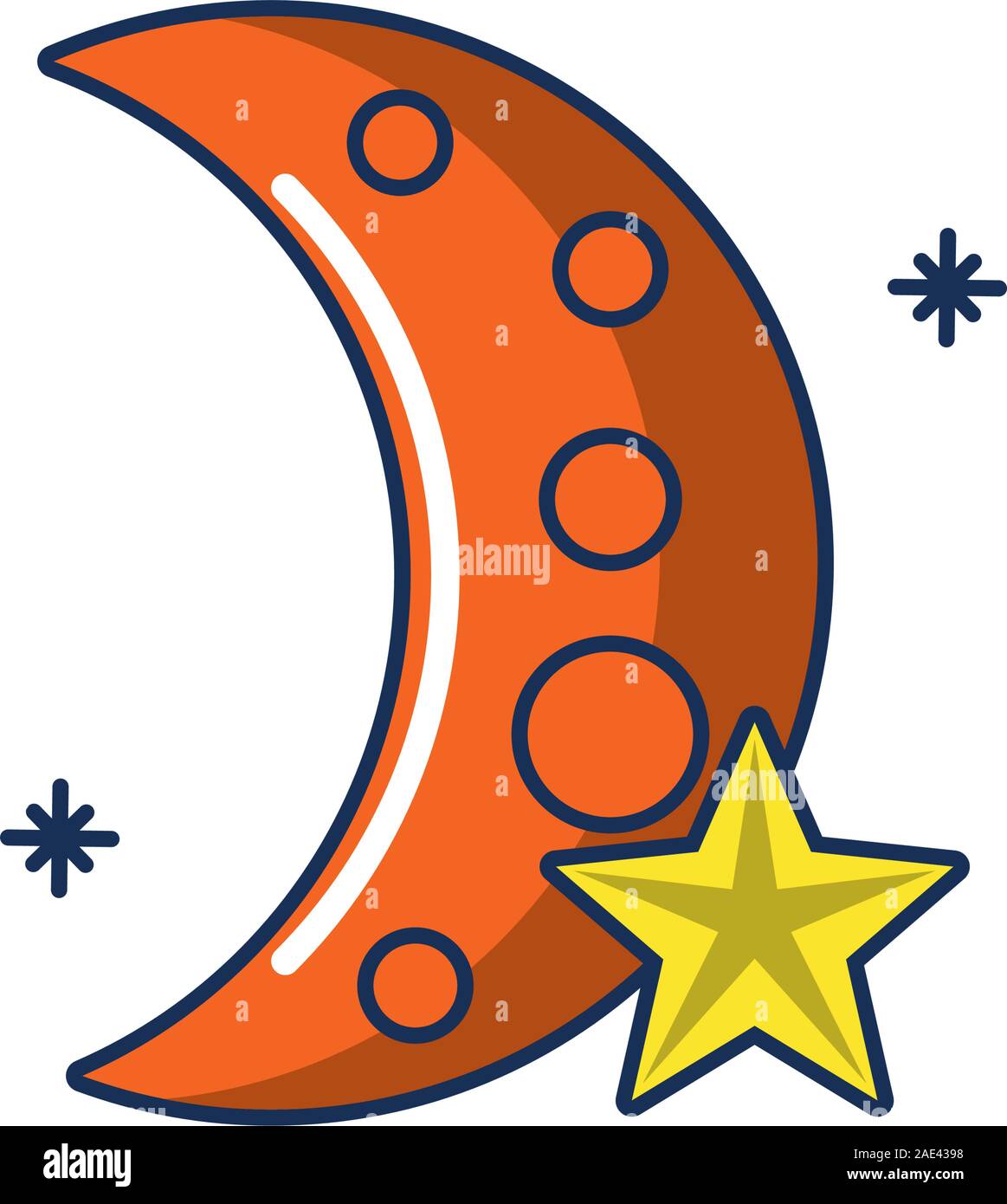 half moon star astrology line and fill image vector illustration Stock ...