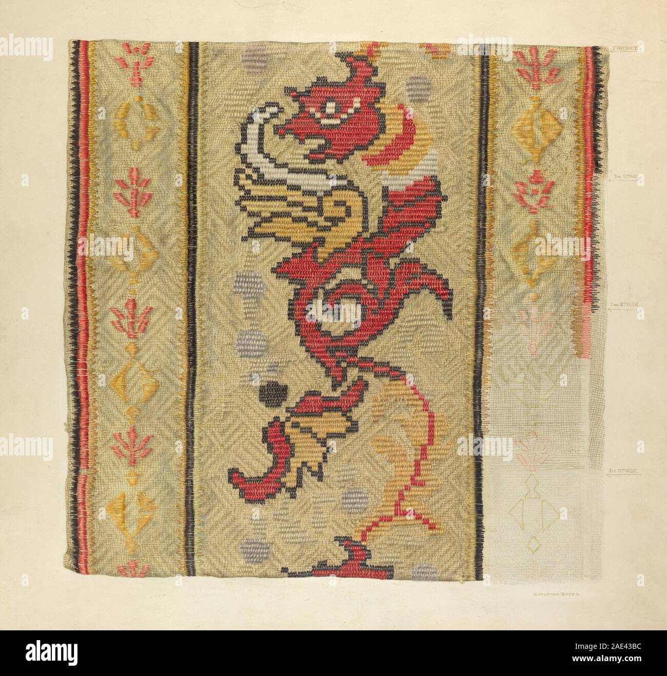 A woven textile created between 1935 and 1942 by Dorothea Bates ...