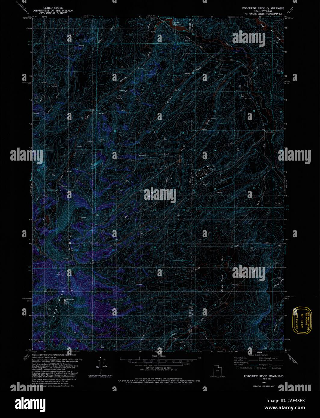 UT Porcupine Ridge 251374 1991 24000 Inverted Restoration Stock Photo ...