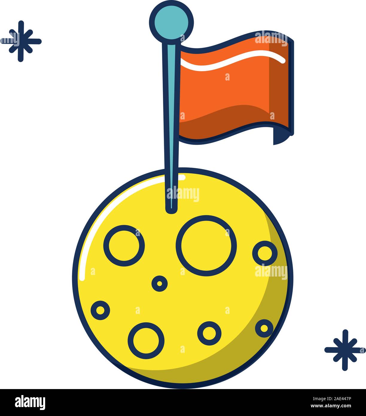 moon with flag line and fill image vector illustration Stock Vector ...