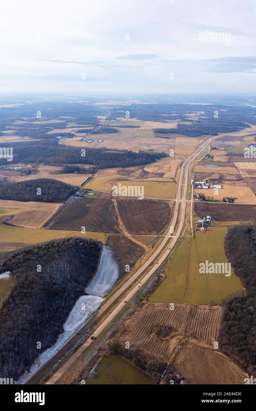 Aerial photograph of Highway 12 in northwest Dane County, Wisconsin ...