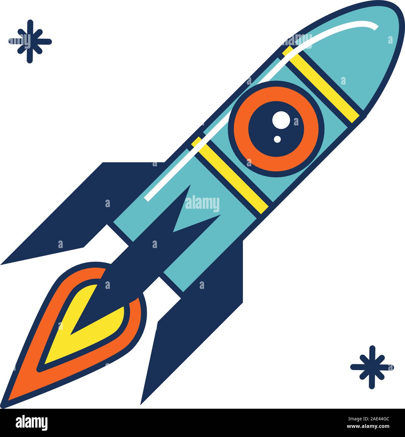 rocket space astrology moon line and fill image vector illustration ...