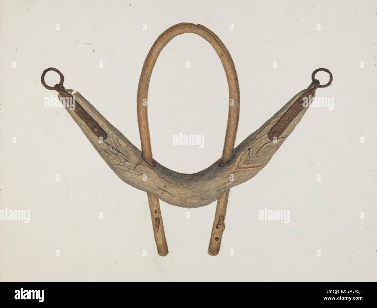 Oxen yoke made around 1937 by Earl Butlin, a wooden farming implement ...
