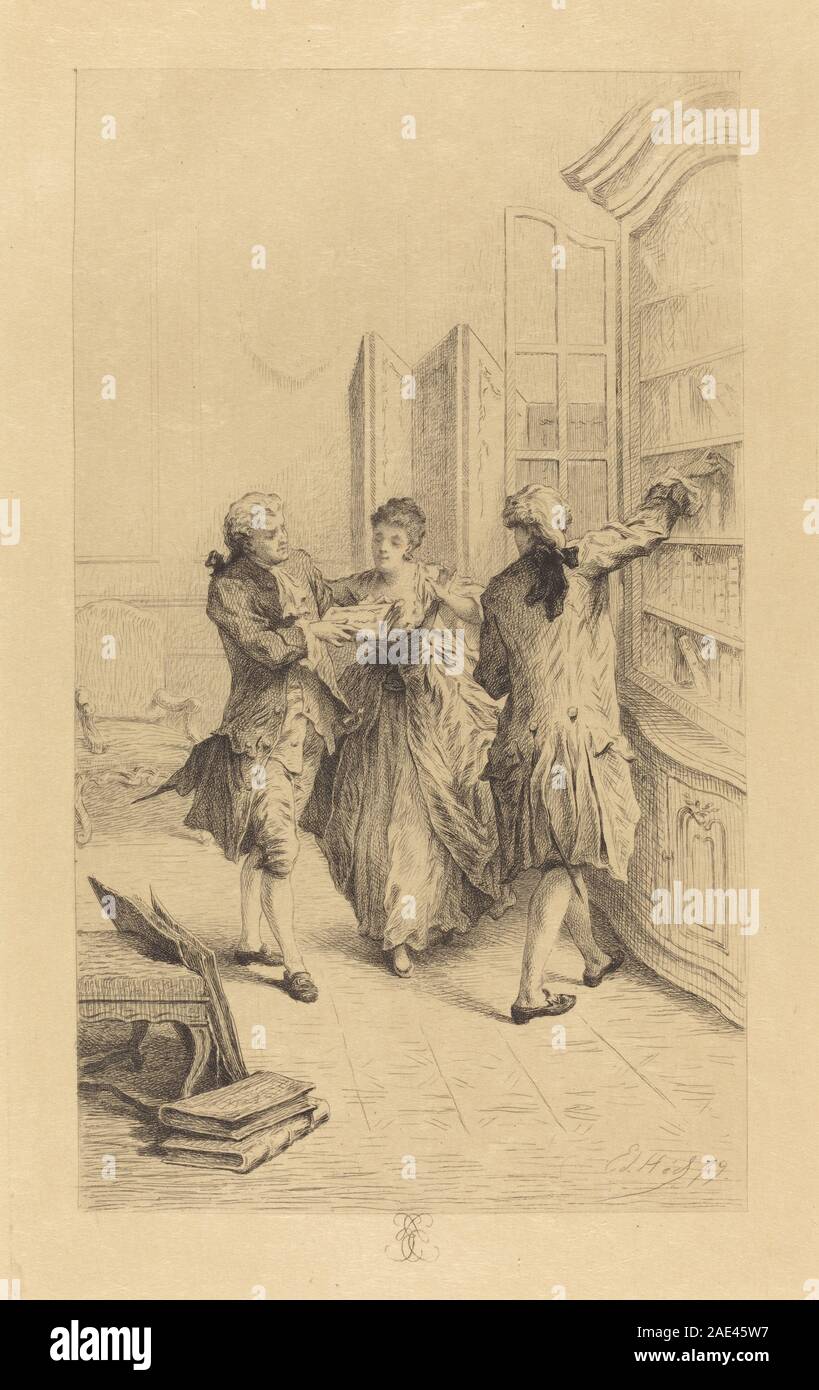 Interior with Two Gentlemen and a Lady; 1879date Ed Heil, Interior with ...