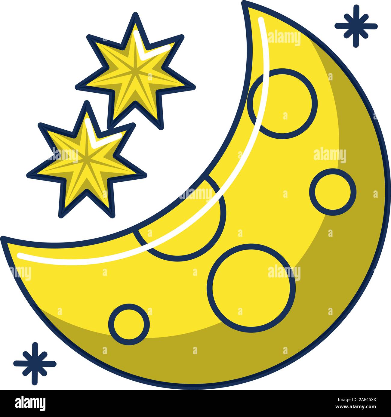 stars astrology half moon line and fill image vector illustration Stock ...