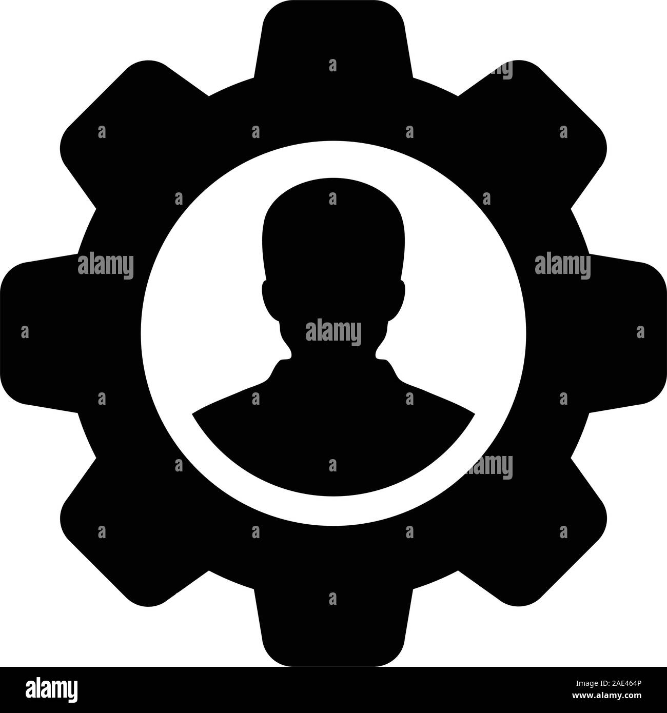 Employee icon vector male user person profile avatar with gear cogwheel ...