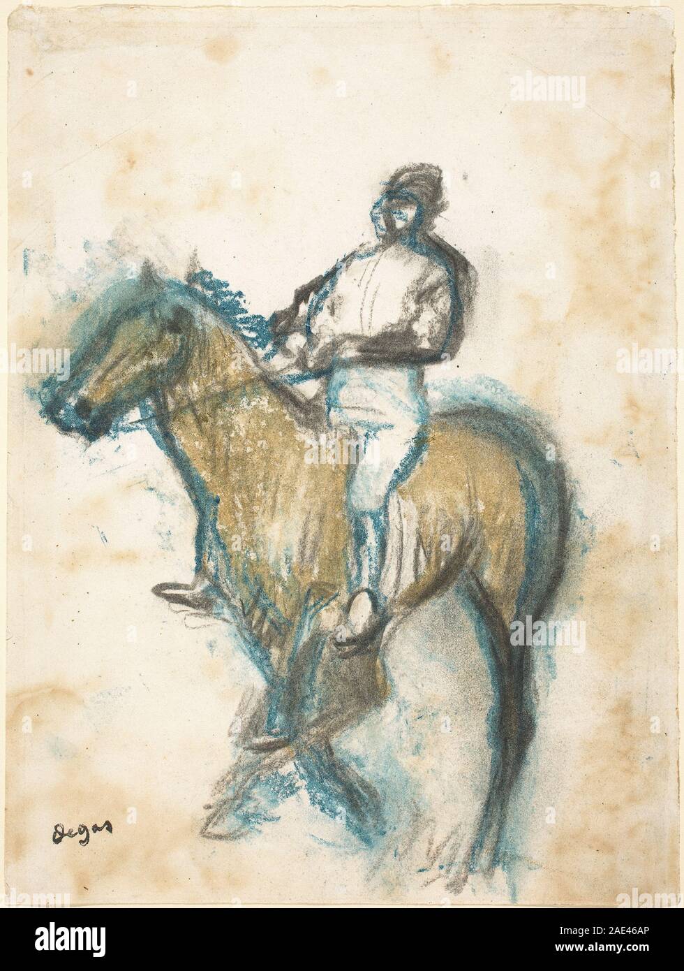 Edgar Degas (French, 1834 - 1917 ), Jockey, c. 1898, washed pastel ...