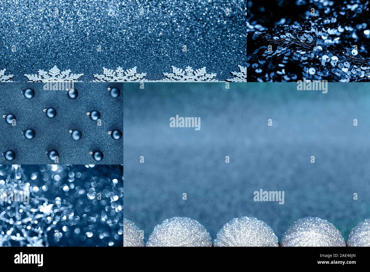 Collage of blue abstract and Christmas pictures and backgrounds in ...