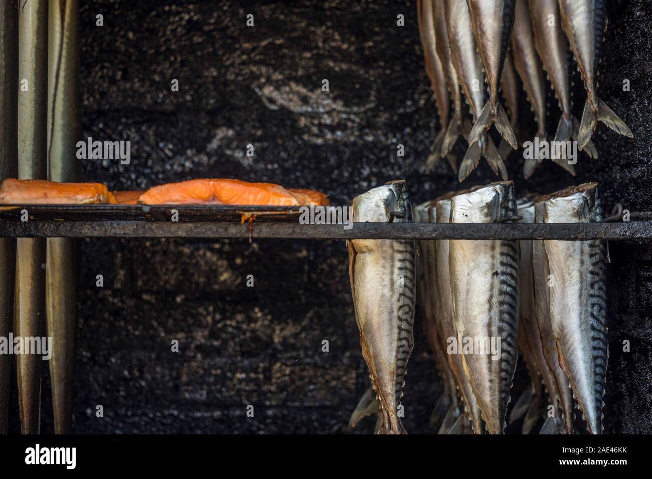 Fish is smoked in a smoker, Mielno, Poland 2019 Stock Photo - Alamy
