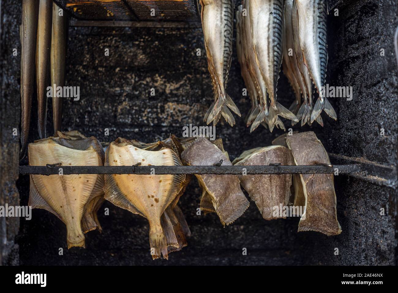 Fish is smoked in a smoker, Mielno, Poland 2019 Stock Photo - Alamy