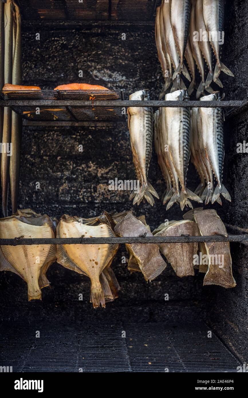 Fish is smoked in a smoker, Mielno, Poland 2019 Stock Photo - Alamy