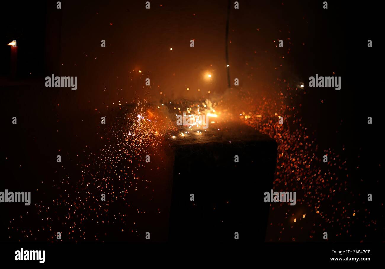 Beautiful Diwali Glowing Firecracker, fire of cracker explosion Stock ...