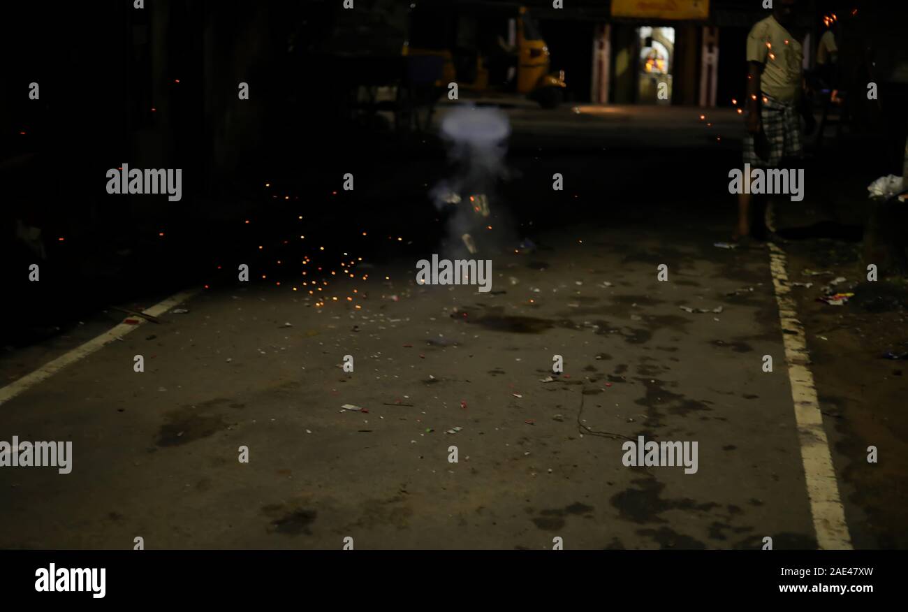 Beautiful effect after fire cracker burst, Diwali festival celebration ...