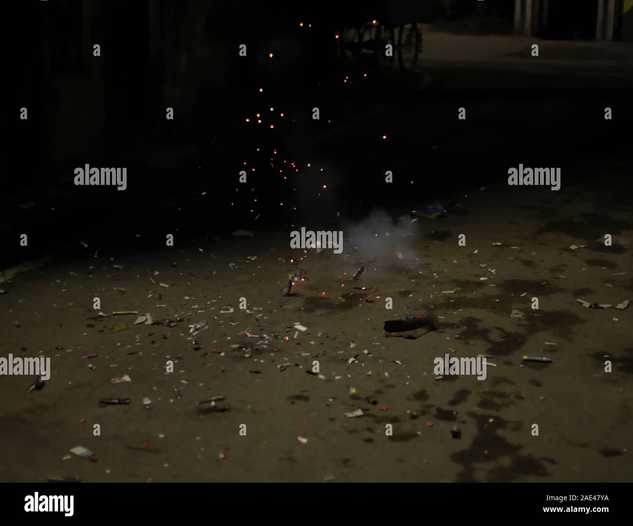 Beautiful effect after fire cracker burst, Diwali festival celebration ...