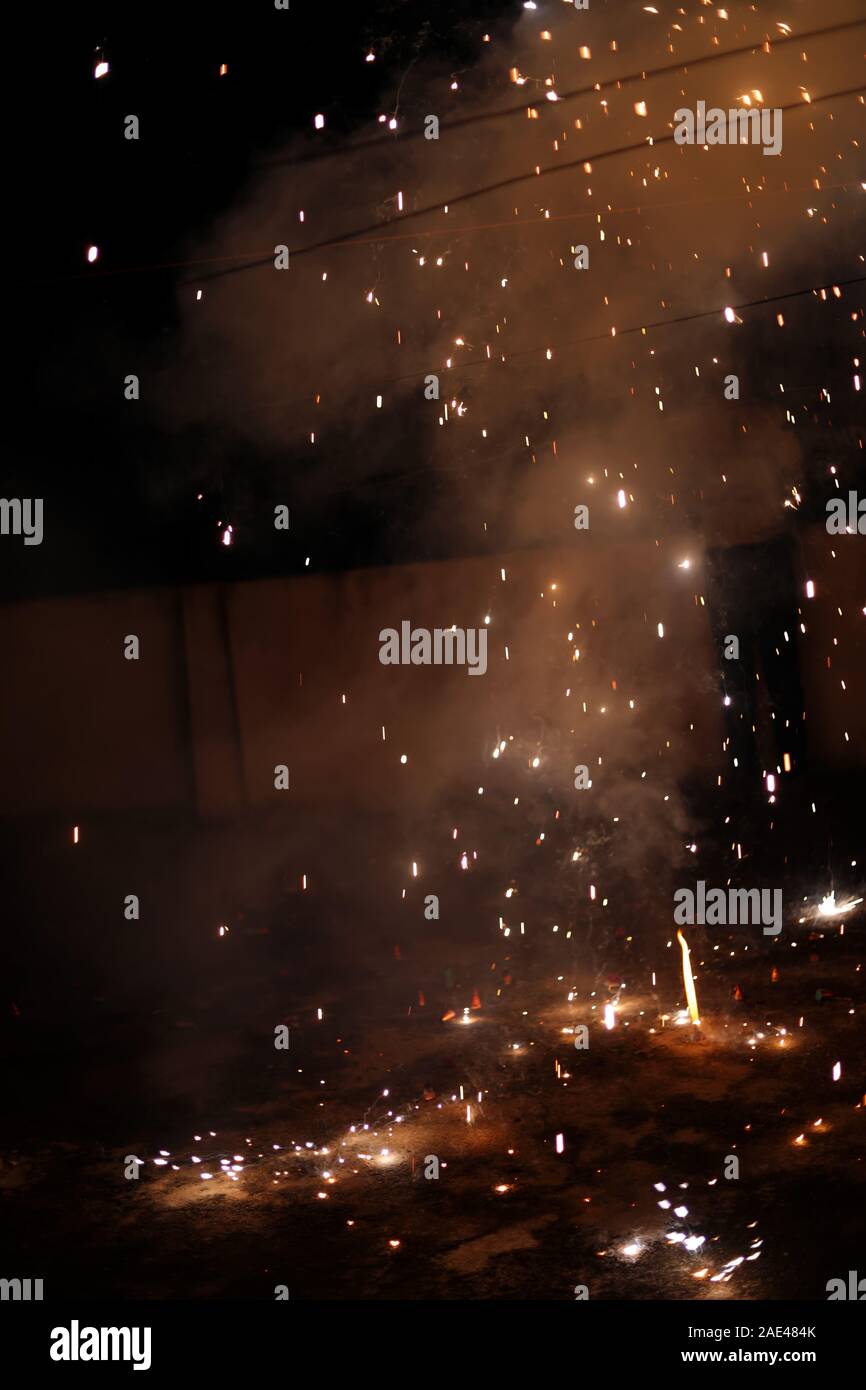 Diwali festival fire works. Diwali festival is celebrated in India in ...