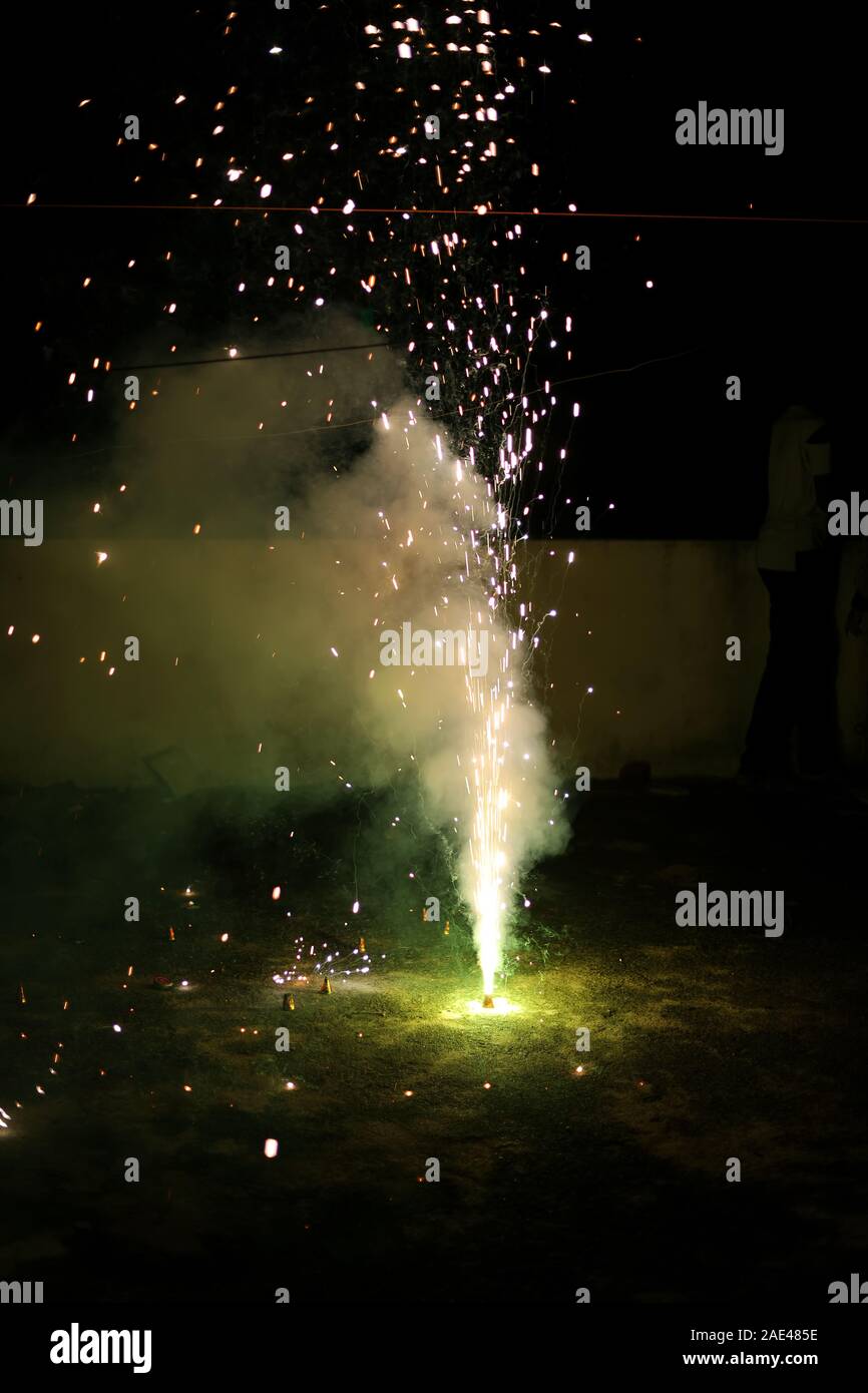 Diwali festival fire works. Diwali festival is celebrated in India in ...