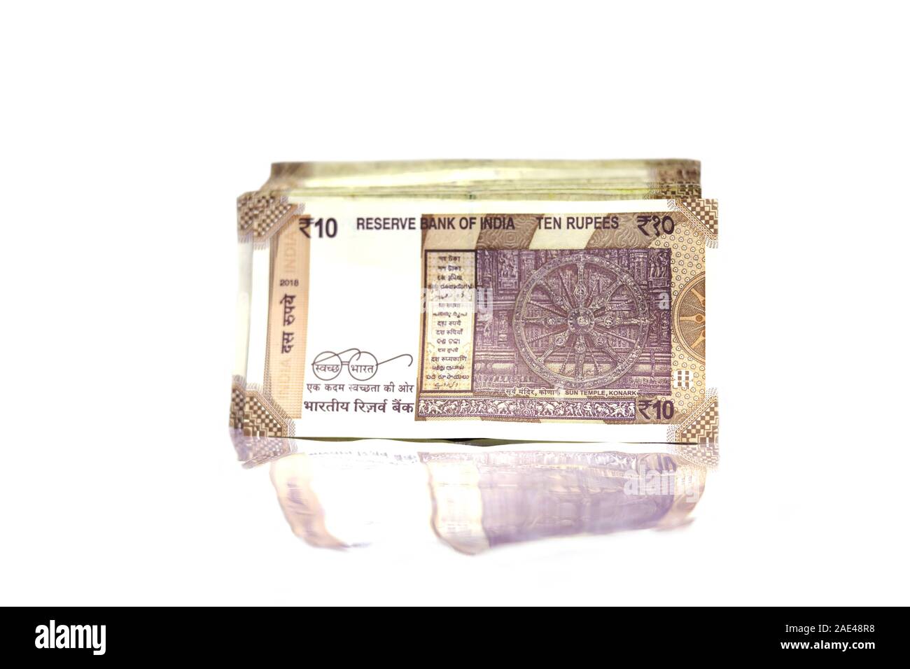 Ten rupee note (Indian Currency) back side isolated on a white ...
