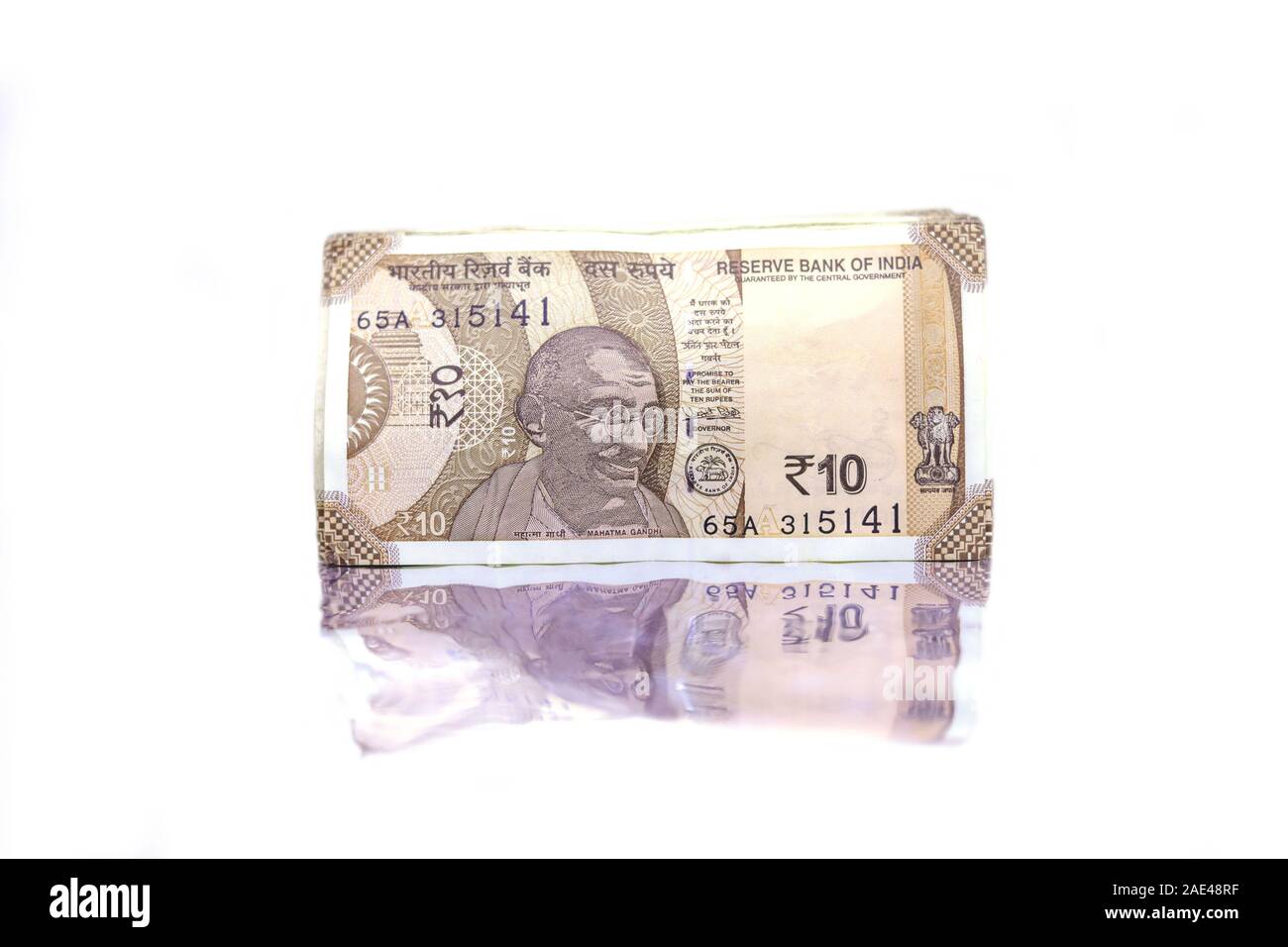 Ten rupee note (Indian Currency) isolated on a white backgrounds Stock ...