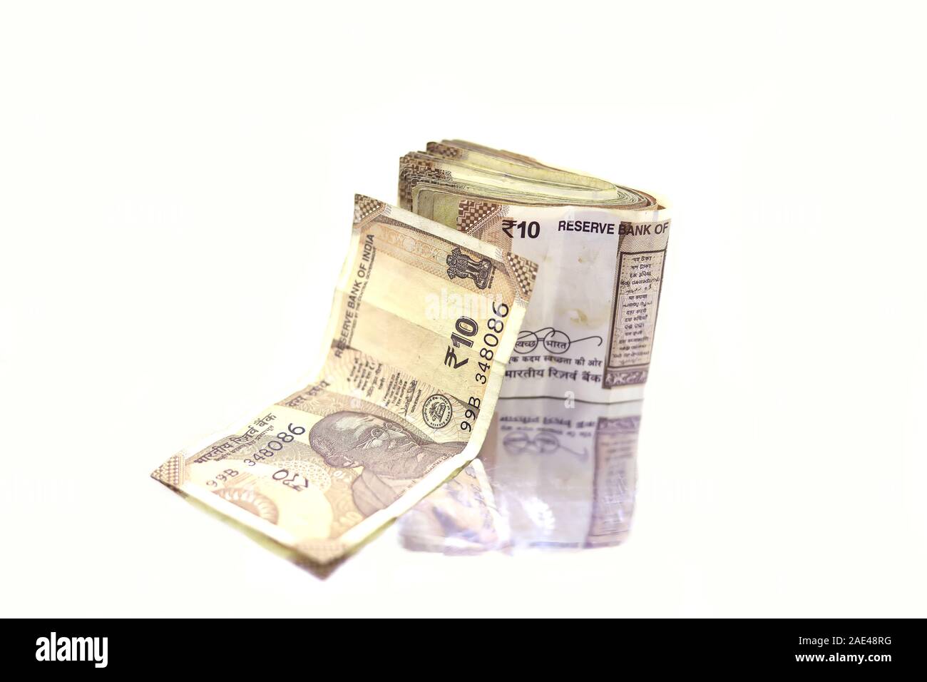 Ten rupee note (Indian Currency) isolated on a white backgrounds Stock ...