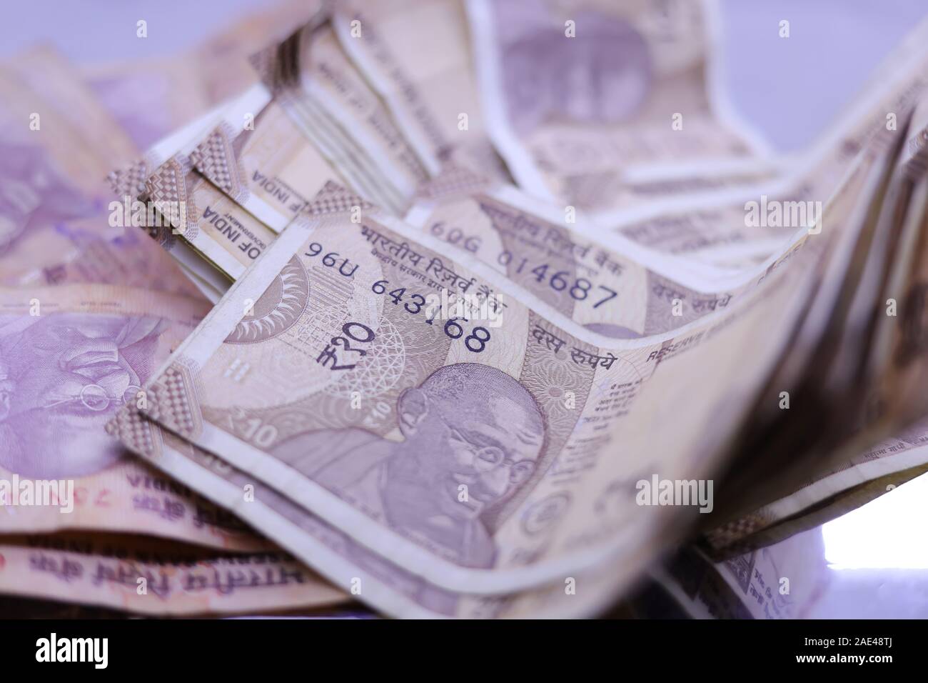 Indian currency or money 10 Rupee notes, white backgrounds Stock Photo ...