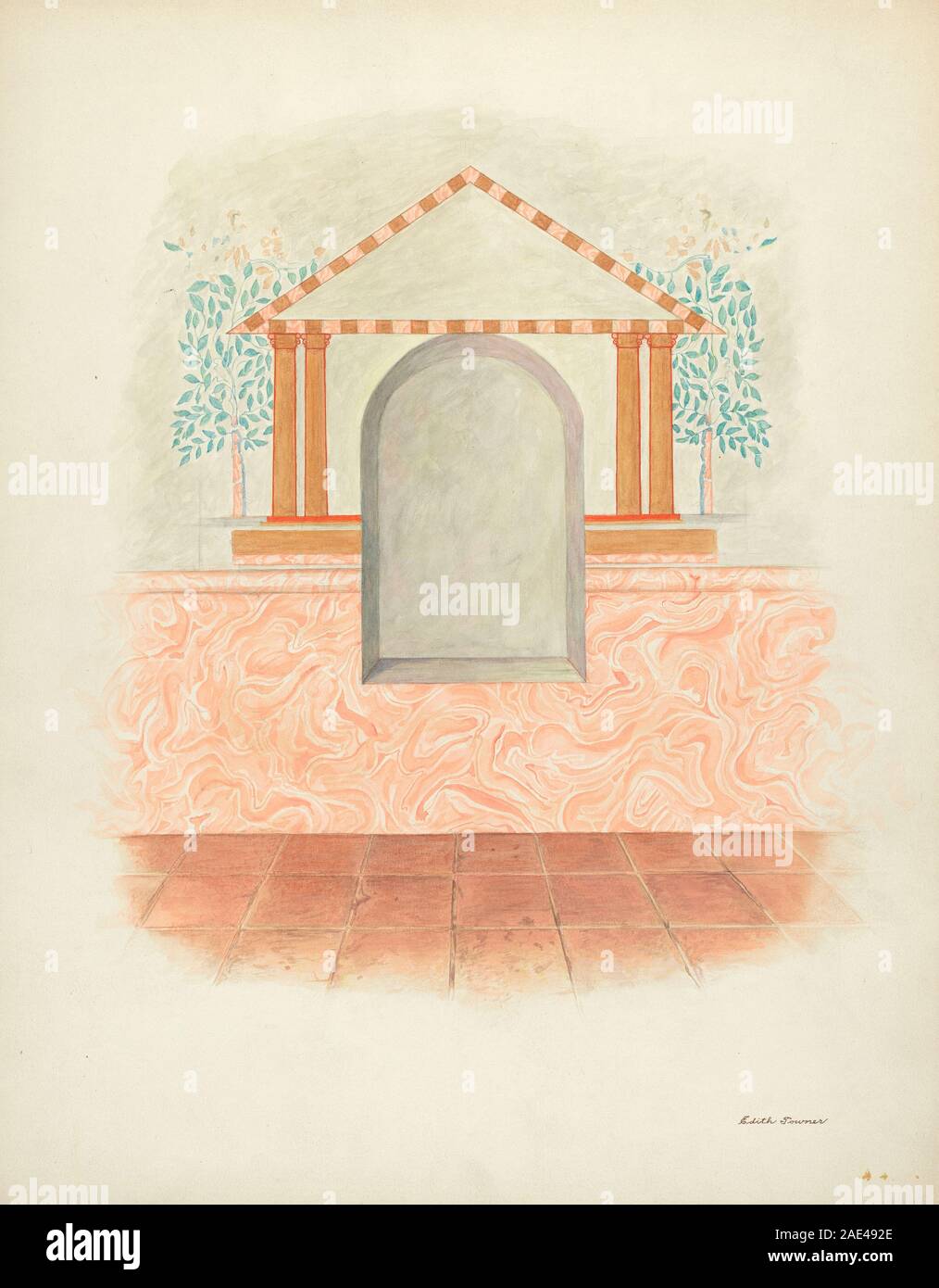 Wall Painting: Restoration Drawing; 1940date Edith Towner, Wall ...