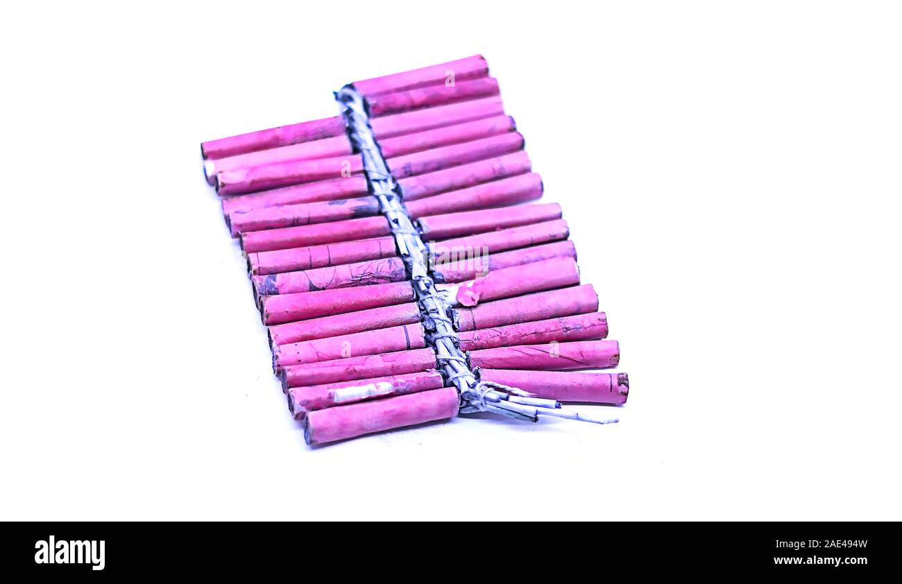 Firecrackers String isolated on white backgrounds Stock Photo - Alamy