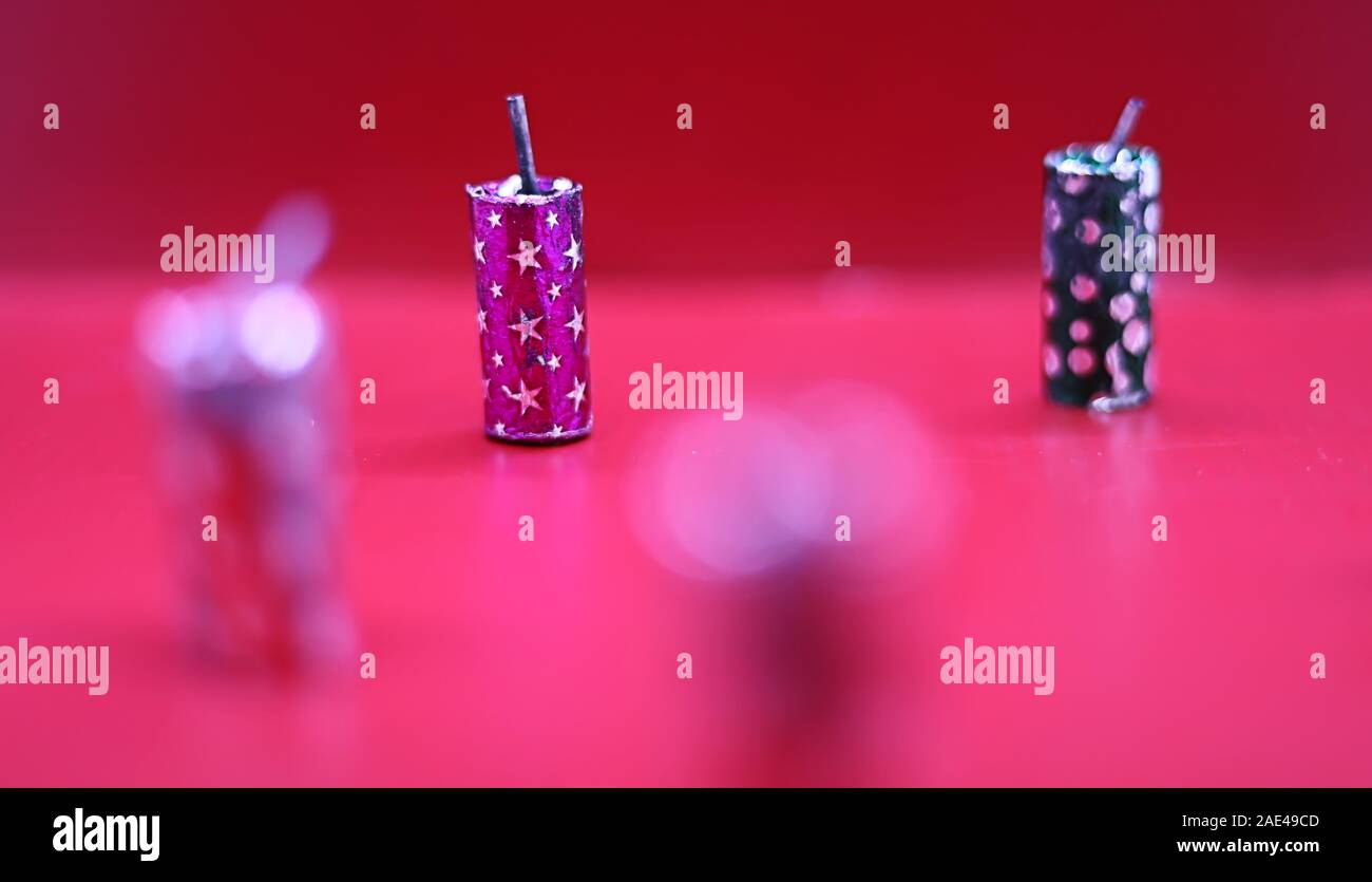 firecrackers for Diwali festival on red backgrounds Stock Photo - Alamy