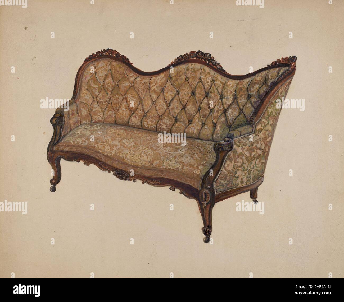 Settee - Sofa; c. 1937 Edna C Rex, Settee - Sofa, c 1937 Stock Photo ...