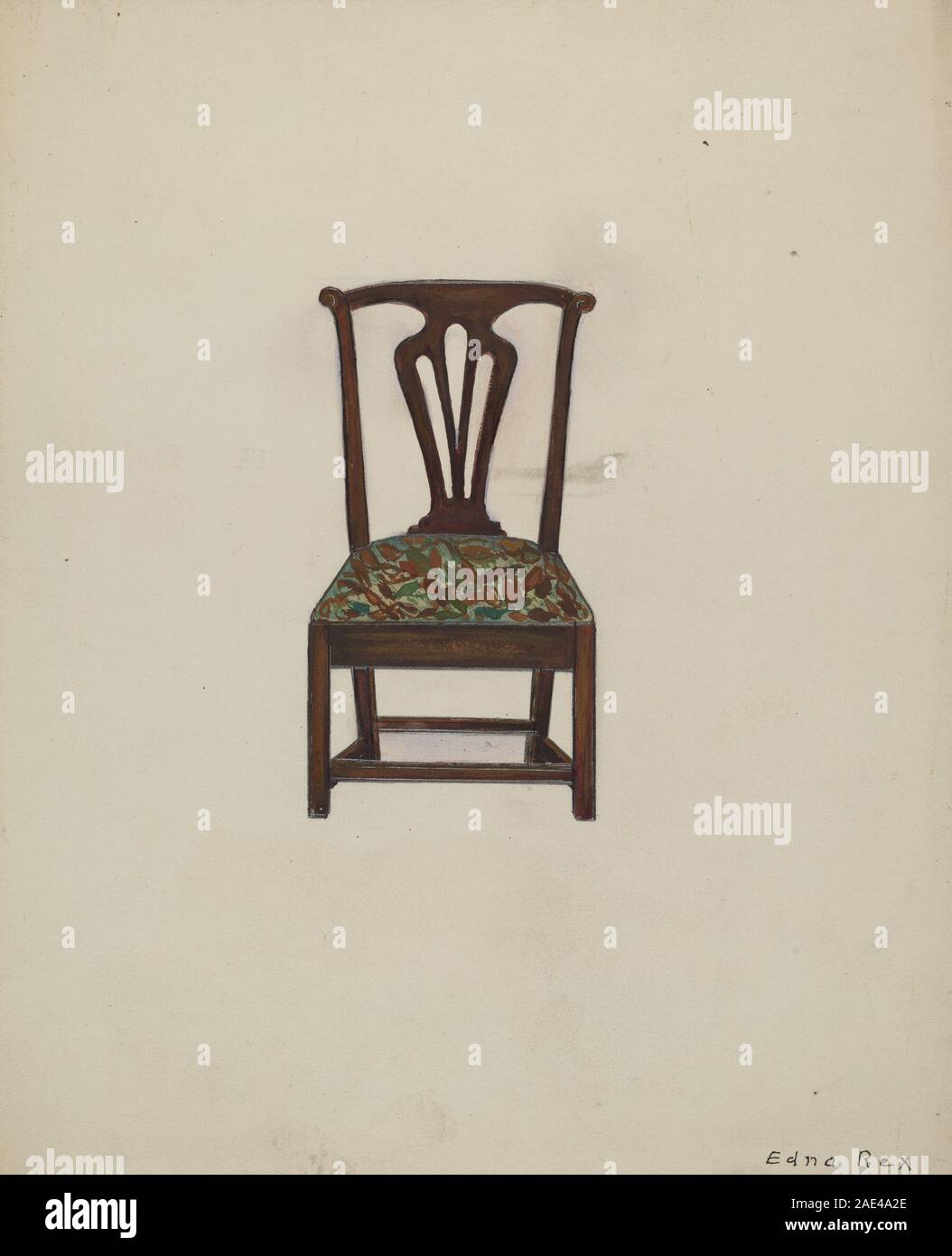 This 1935-1942 work by Edna C. Rex depicts a side chair, showing frame ...