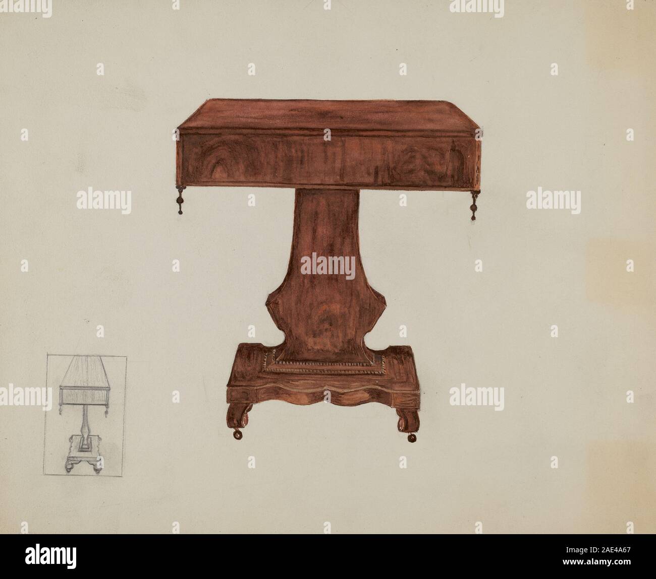 A table made circa 1937 by Edna C. Rex, showing wooden construction ...