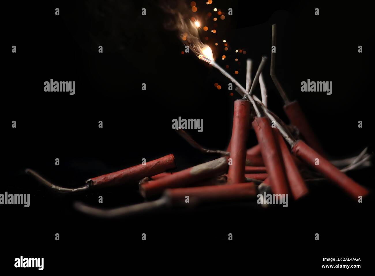 Firecrackers isolated on black backgrounds Stock Photo - Alamy