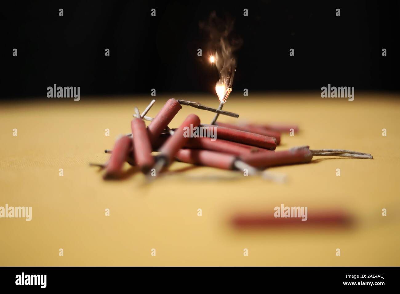 firecrackers for Diwali festival on black and yellow backgrounds Stock ...