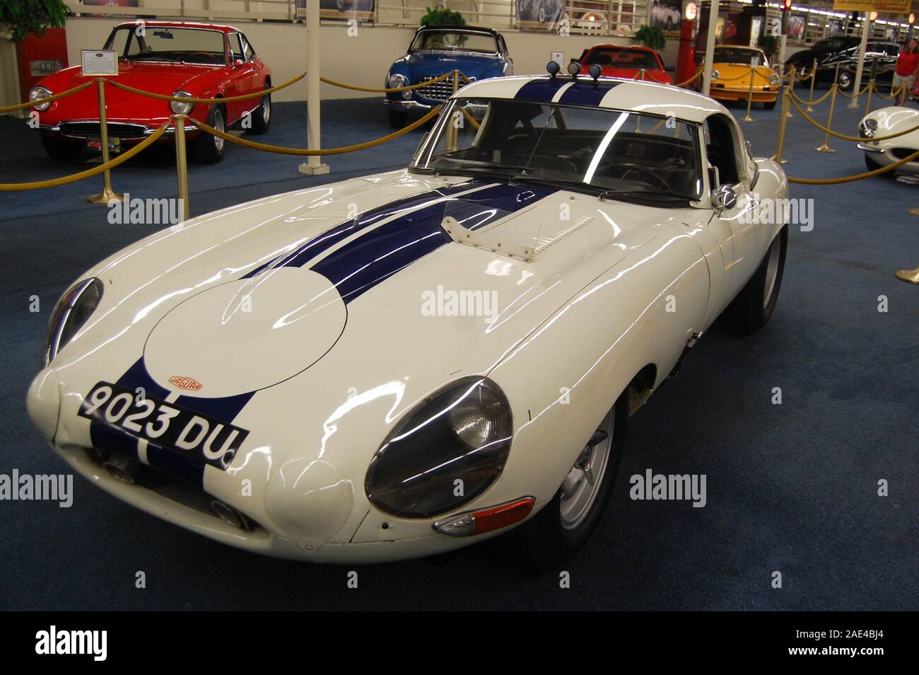 E Type Classic cars racer racing car white painted with stickers fast ...