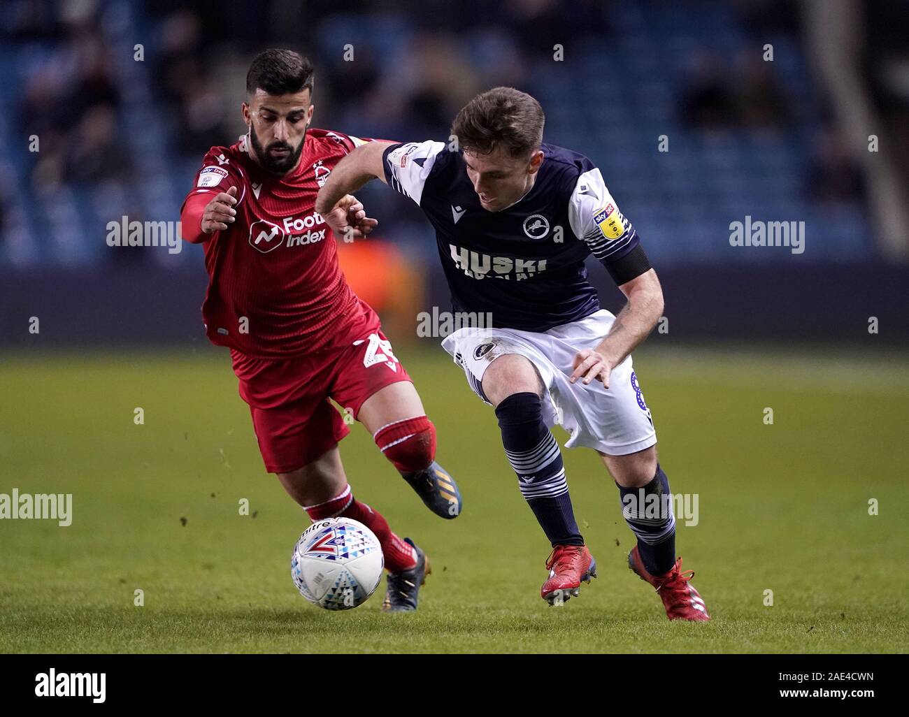 Nottingham Forest's Tiago Silva (left) and Millwall's Ben Thompson ...