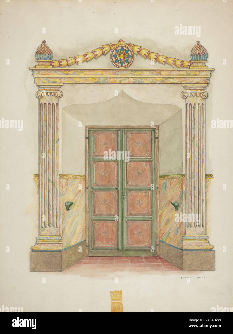Doorway, Wall Painting and Doors; c. 1939 Edward Jewett, Doorway, Wall ...