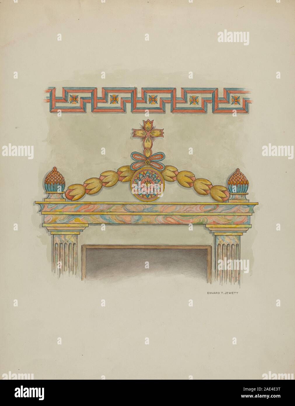 A wall painting by Edward Jewett, circa 1939. The artwork represents ...